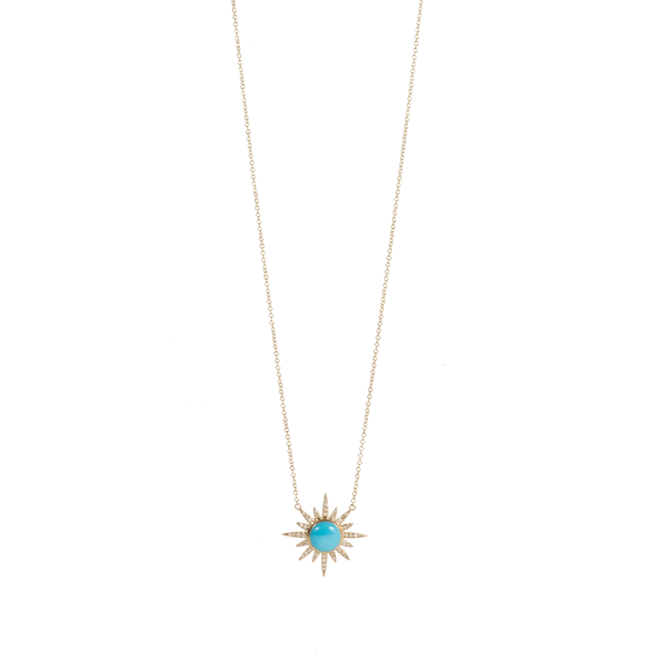 Turquoise Sunburst Necklace– Blue Print