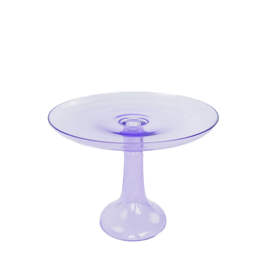 Estelle Colored Glass Cake Stand with Dome, Lavender– Blue Print