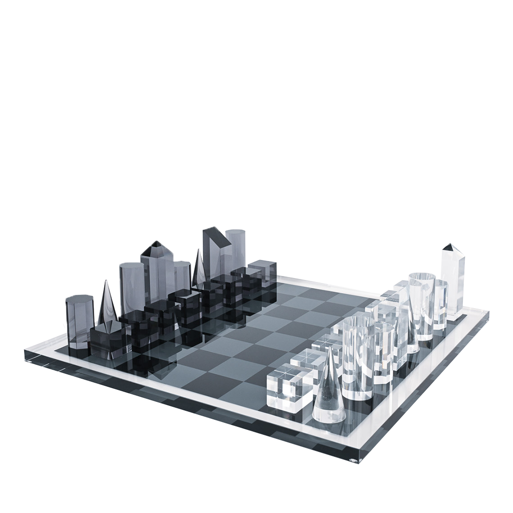 Acrylic Chess Set, Black & Clear– Blue Print