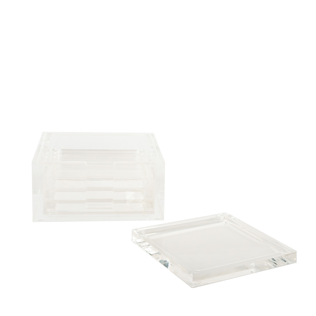 Acrylic Clear Coasters with Holder– Blue Print